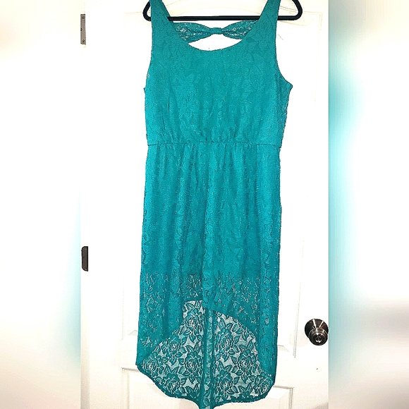Charming Charlie | Dresses | Charming Charlies Teal Lace High Low Dress ...